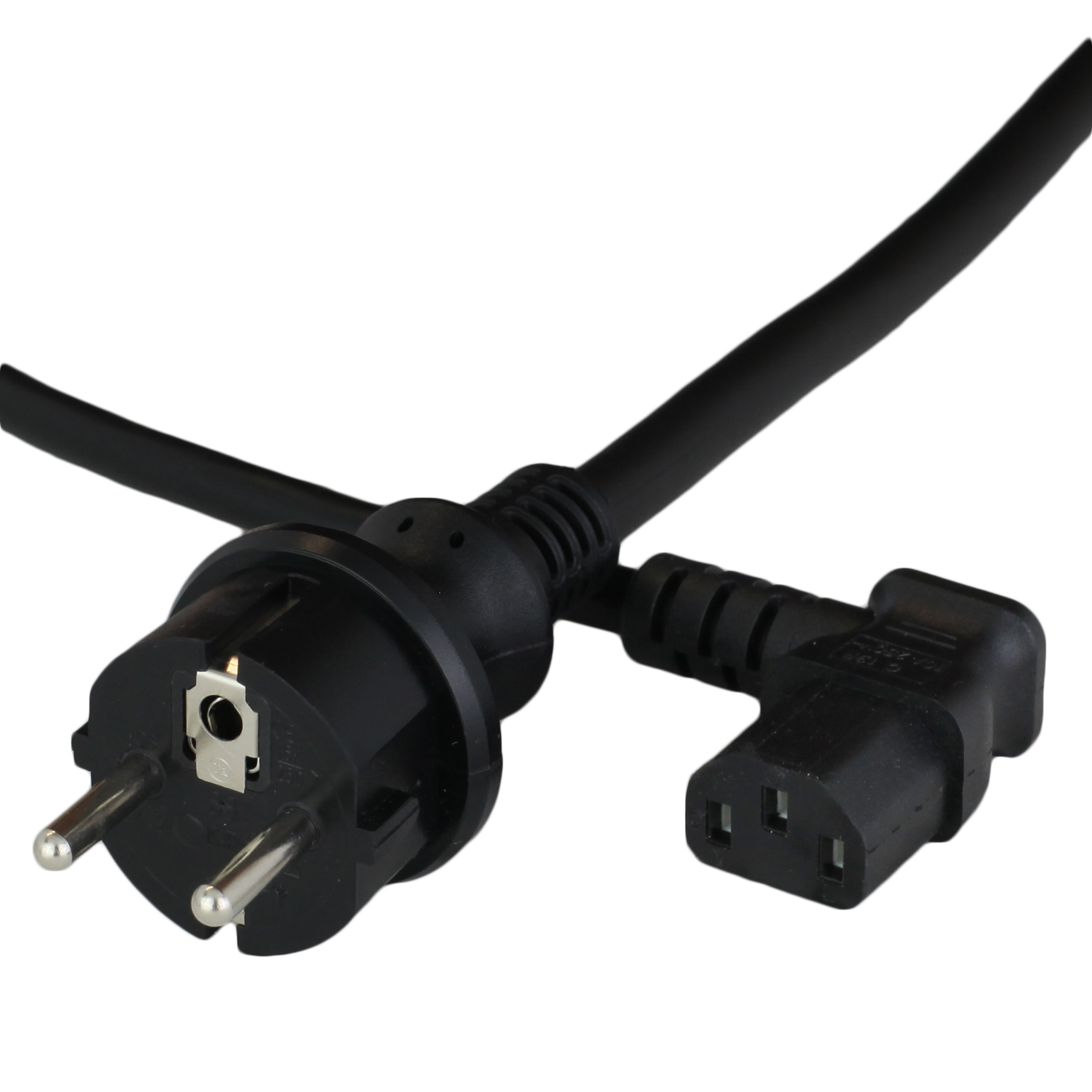 2.5m Schuko CEE7/7 to C13 RIGHT ANGLE 1mm2 H05VV-F