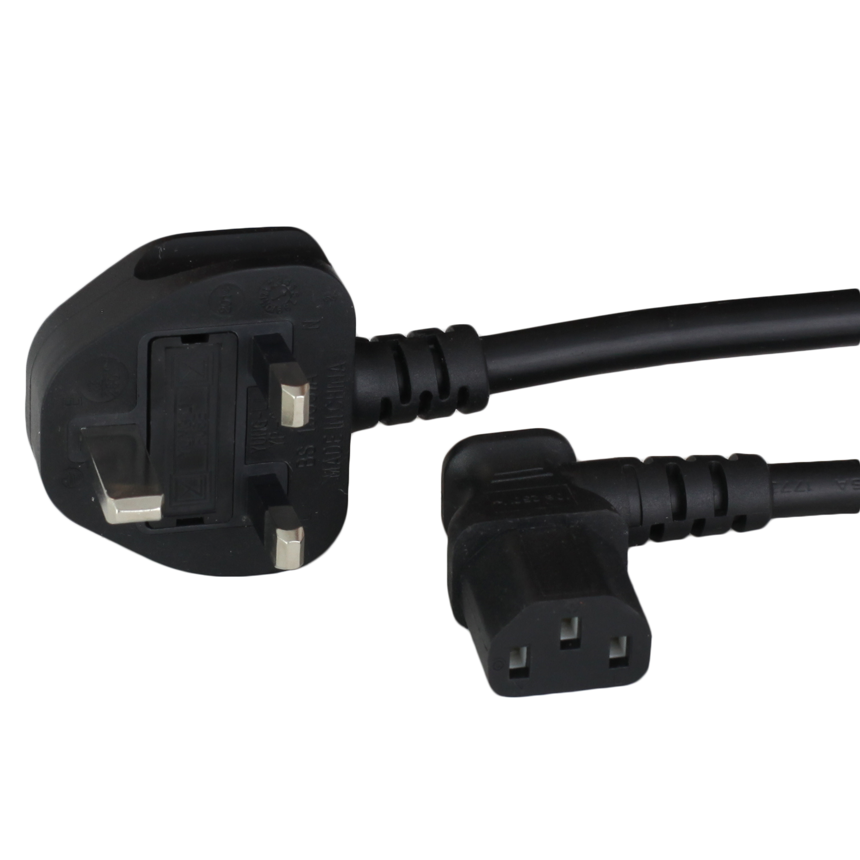 2.5m UK BS1363 Down Angle to C13 Left Angle Power Cord