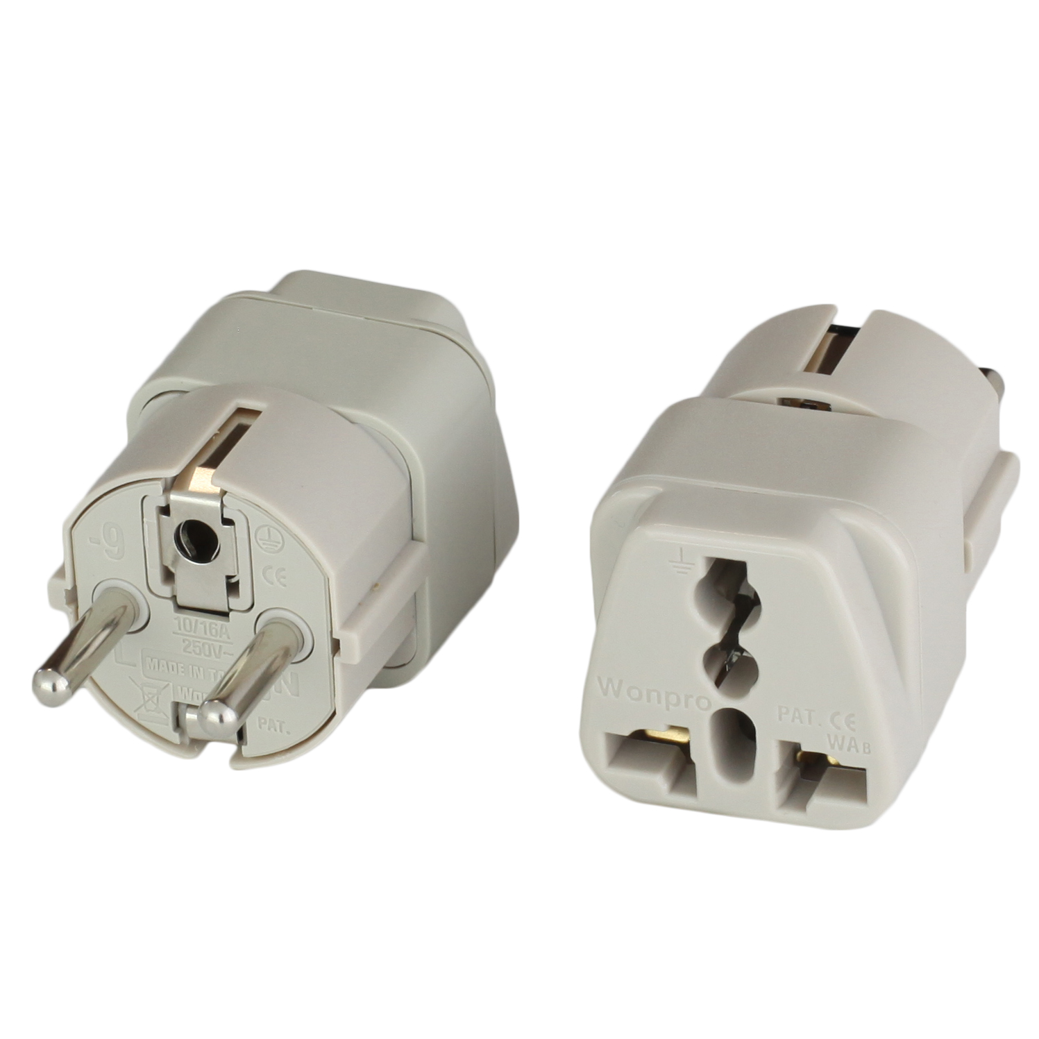 European Schuko CEE7/7 to Universal Plug Adapter - 250 Volts
