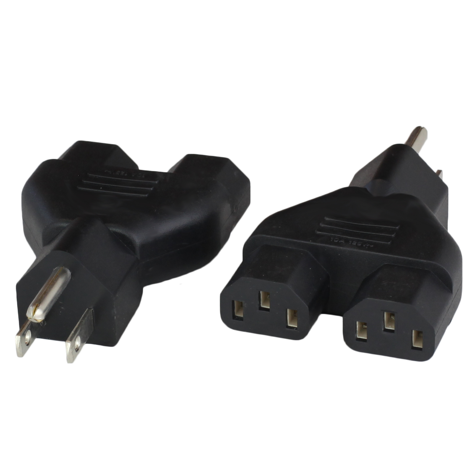 Adapter NEMA 5-15P to 2x IEC 60320 C13 10A 125V BLACK)