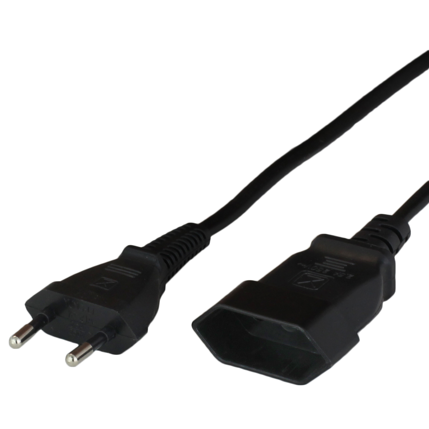 3m Euro CEE7/16 2Pin 2.5A 250V 0.75mm2 H03VVH2-F Extension Cord - BLACK